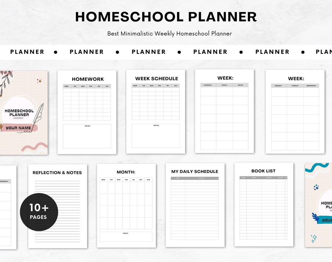 Best Minimalistic Weekly Homeschool Planner in Blue, Pink, and Beige ...