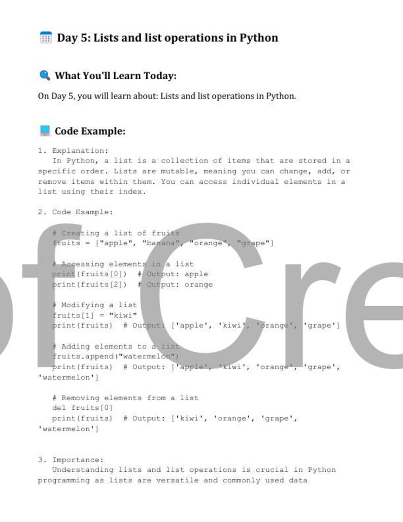 Learn Python in 30 Days - Printable Ebook With Daily Lessons & Code Examples + Setup Guide - Etsy