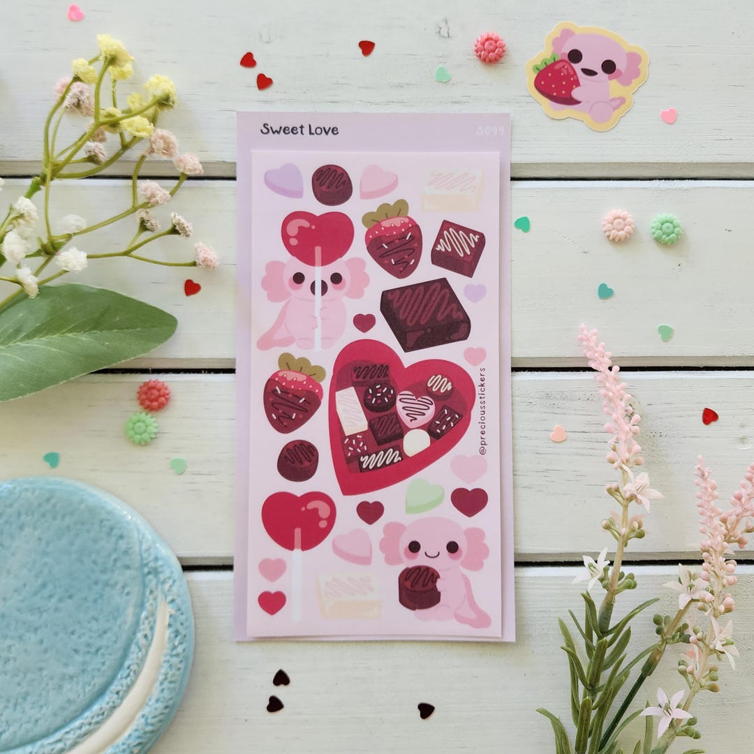 Sweet Love Sticker Sheet | Kawaii Valentine's Day Chocolate and Candy ...