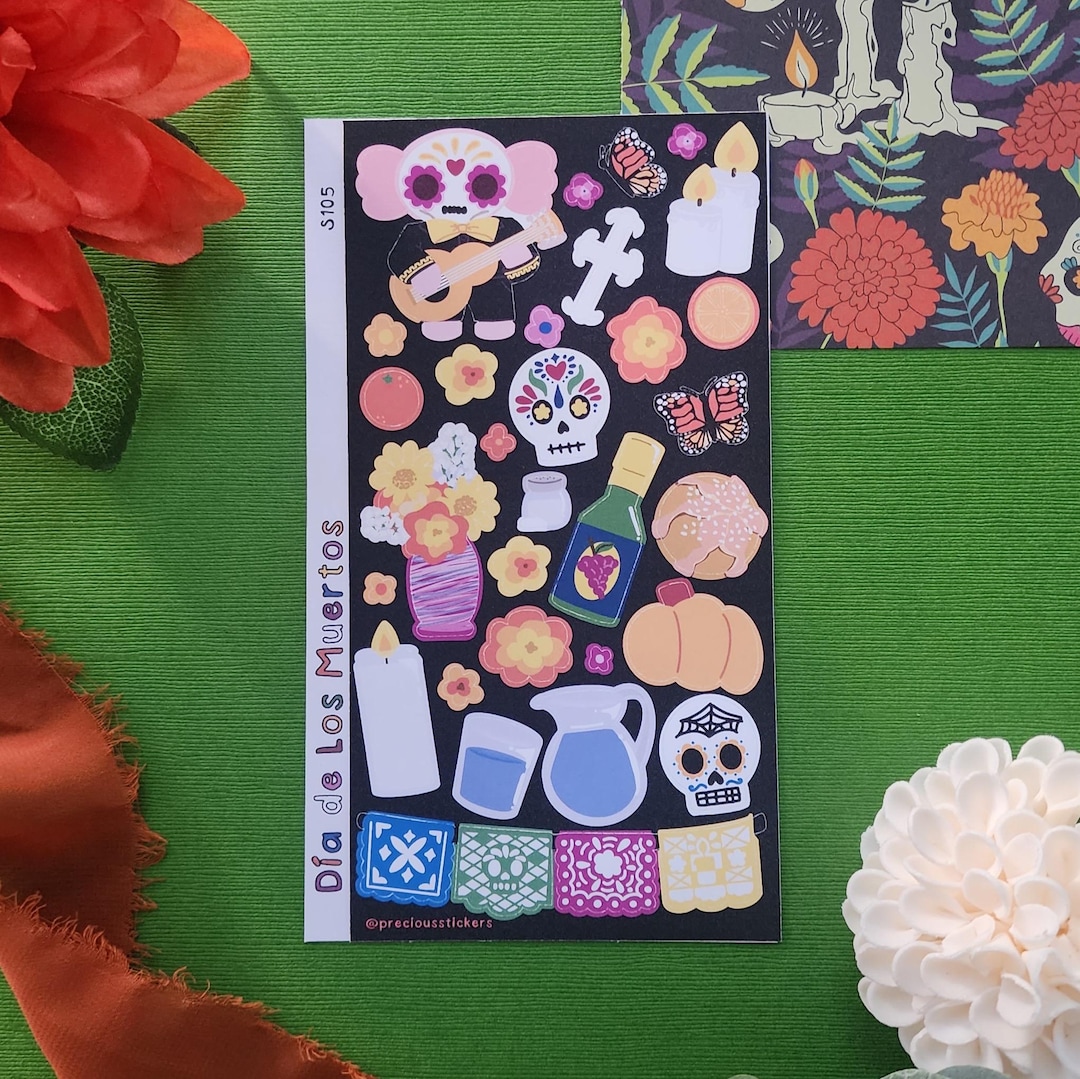 Día De Los Muertos Sticker Sheet Day of the Dead, Journal Stickers ...