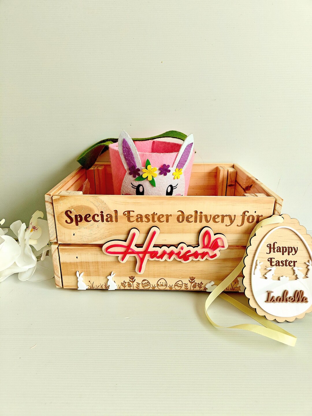 Personalized Easter Crate: Wooden Easter Basket, Egg Hunt Gift - Etsy ...