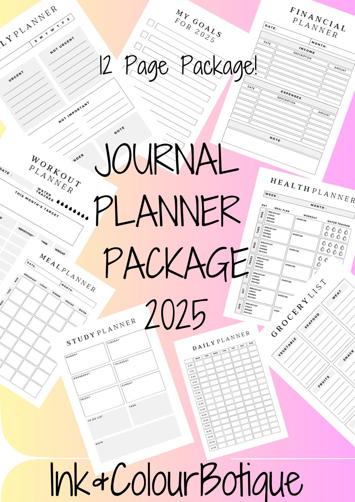 Digital Yearly Planner Package - 2025 - Cute - Plain - Etsy