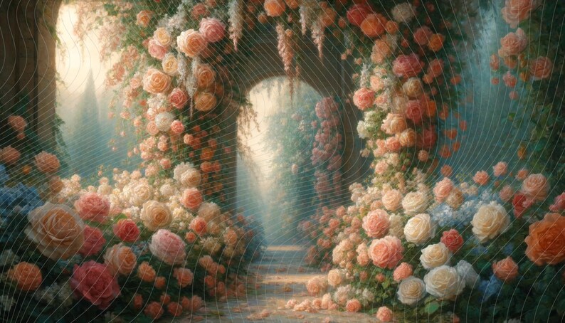 Enchanted Rose Garden Backdrop, Fairy Tale Floral Arch, 200x150cm ...