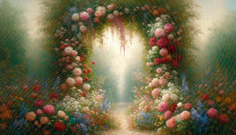 Mystical Garden Gateway Backdrop, 200x150cm, Enchanted Floral ...