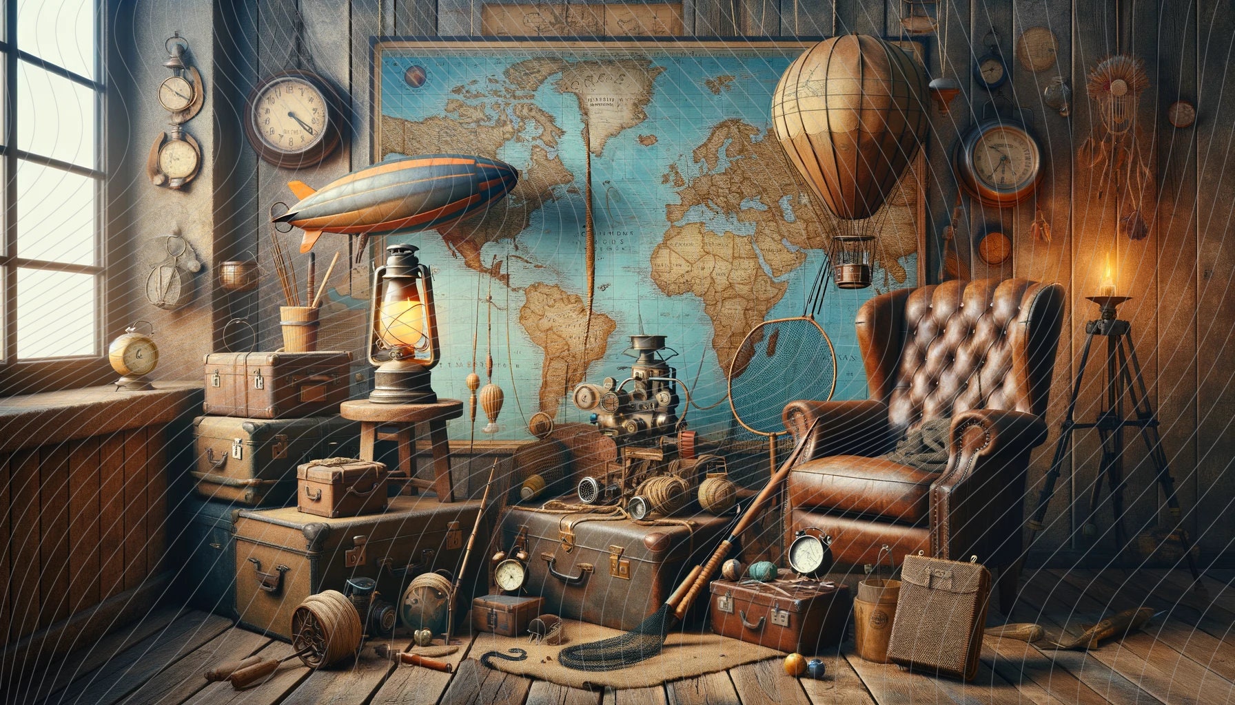 Vintage Explorer's Map Room Backdrop, 200x150cm, Kids Photography ...