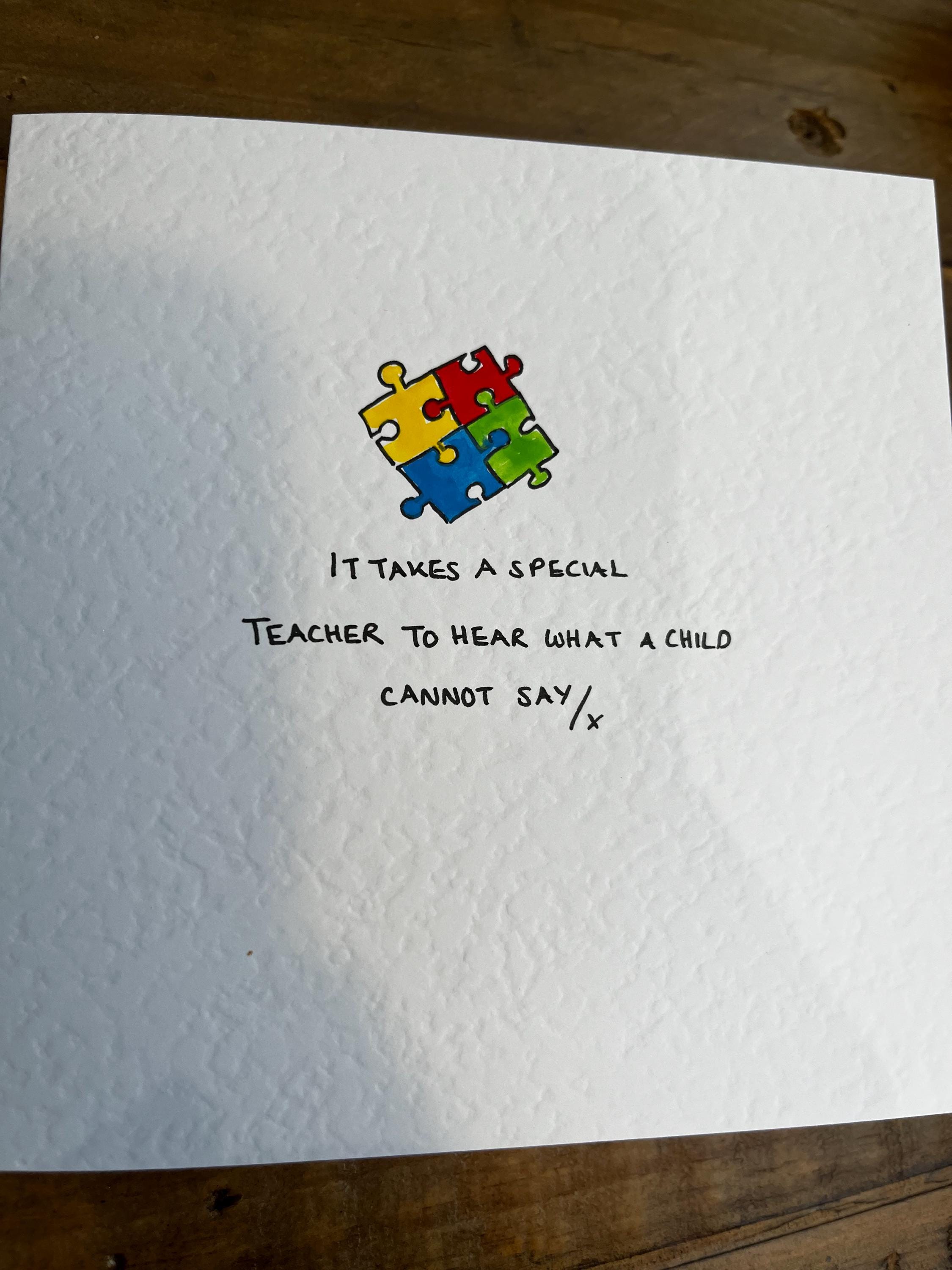 Teacher Thank You Card - Special Needs - Etsy