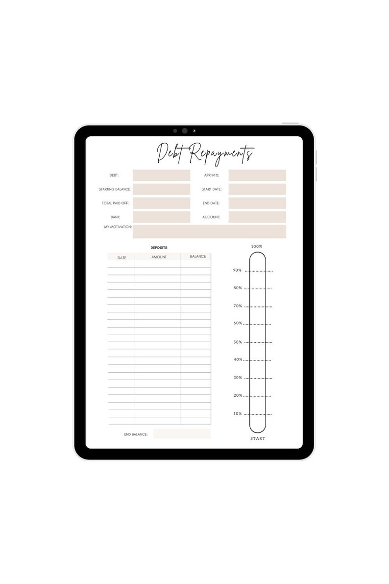 Digital Debt Tracker, Debt Tracker, Debt Planner, Budget, Budgeting ...