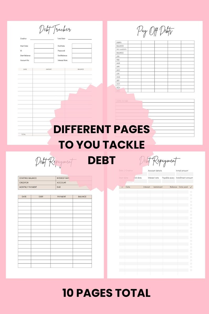 Digital Debt Tracker, Debt Tracker, Debt Planner, Budget, Budgeting ...