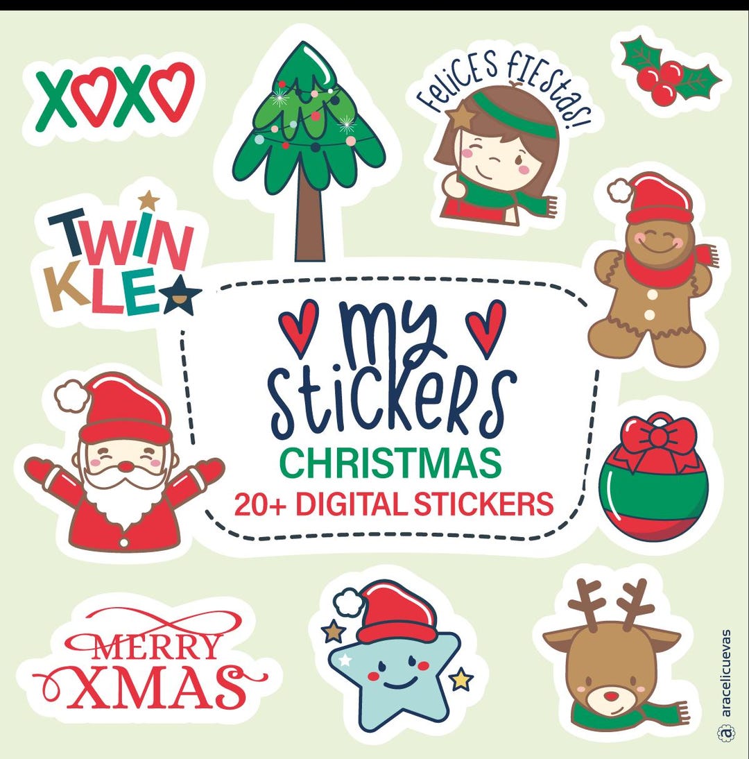Digital Christmas Stickers to Use for Your Social Media. Include a PDF ...