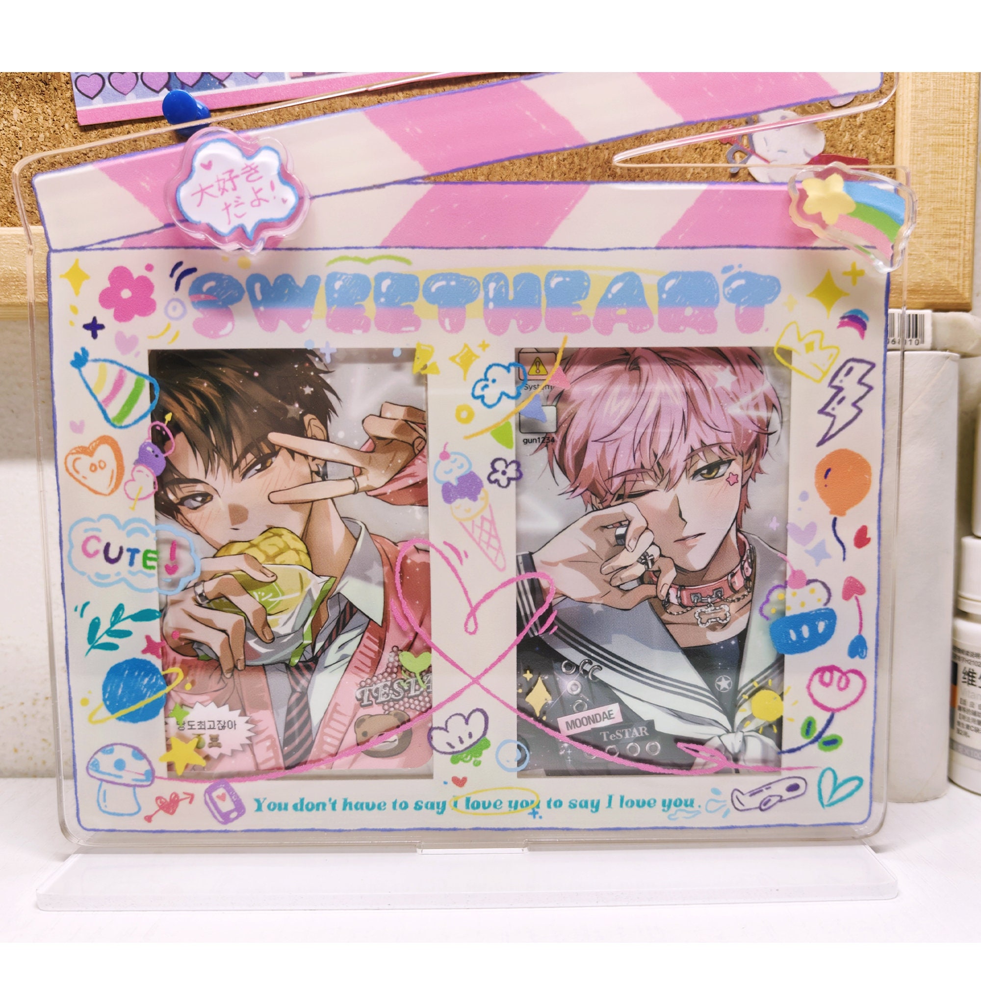 Kpop Acrylic Photocard Frame Holder Polaroid Stand Standee Pendant Cute ...