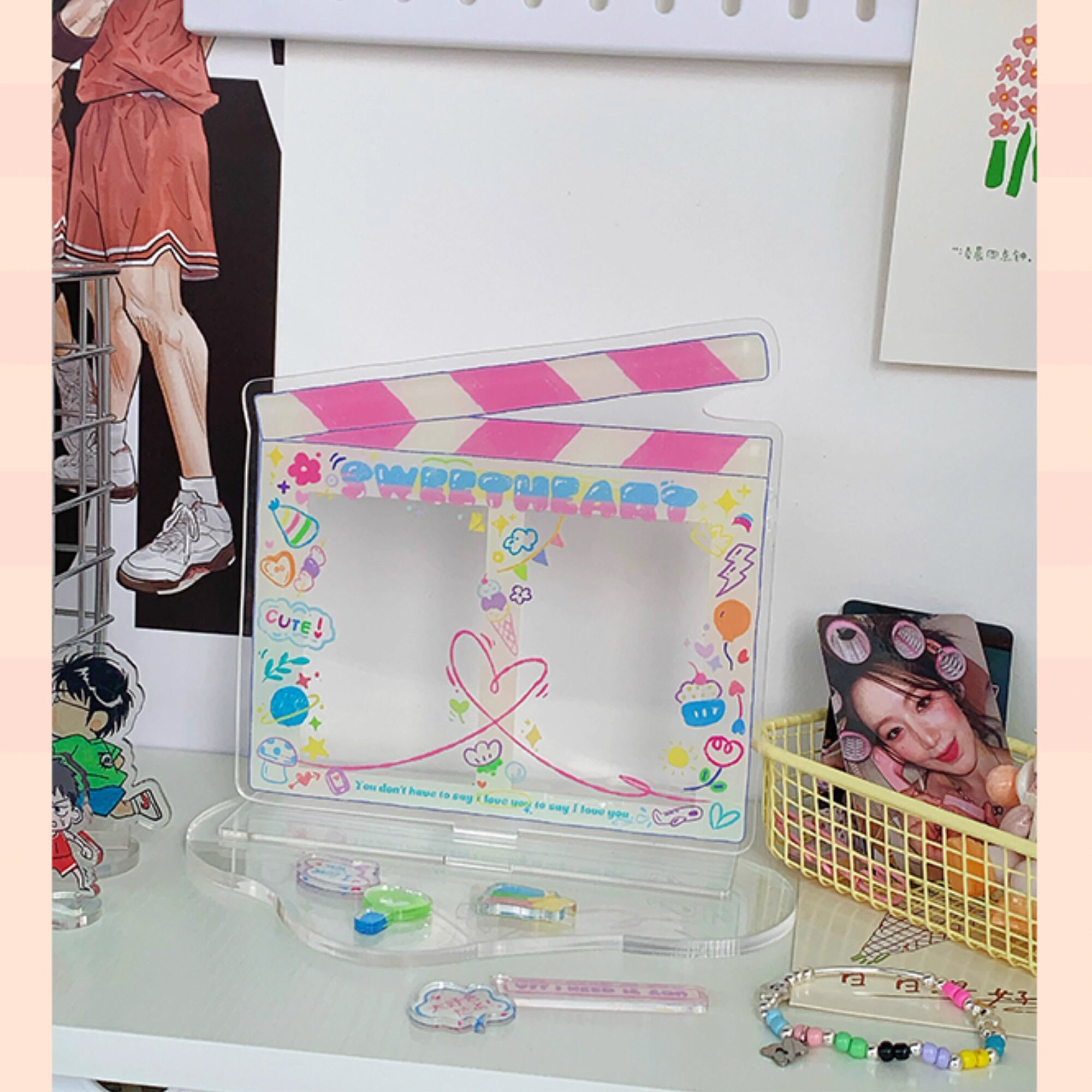 Kpop Acrylic Photocard Frame Holder Polaroid Stand Standee Pendant Cute ...