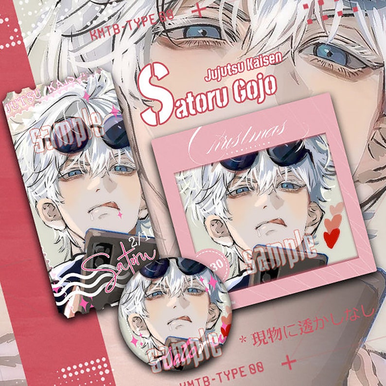 GOJO Fanart Button/pin/photocard/laser Ticket Set Anime JJK Jujutsu ...