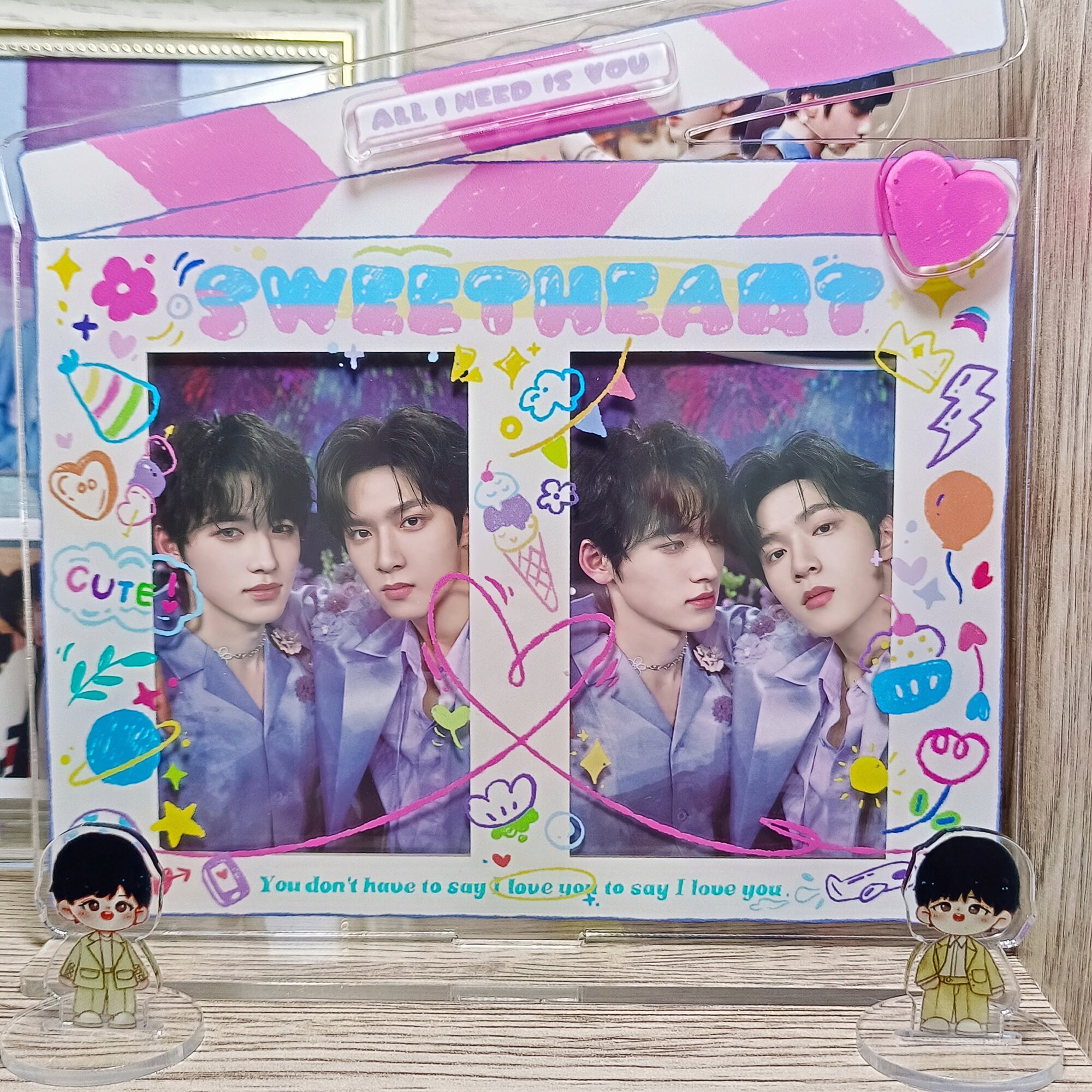 Kpop Acrylic Photocard Frame Holder Polaroid Stand Standee Pendant Cute ...