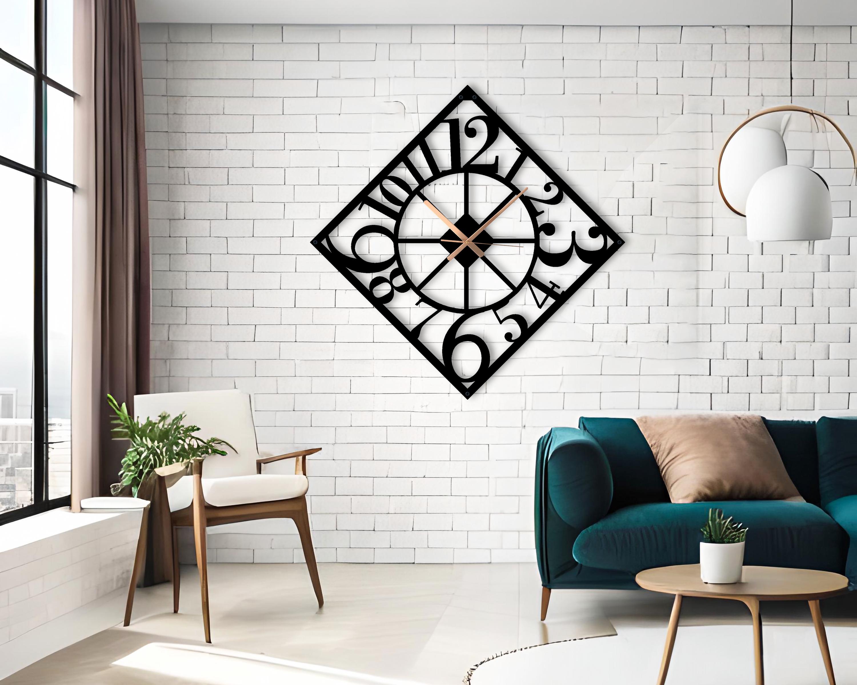 Black Wall Clock, Outdoor Clock With Numbers, Modern Metal Wall Clock ...