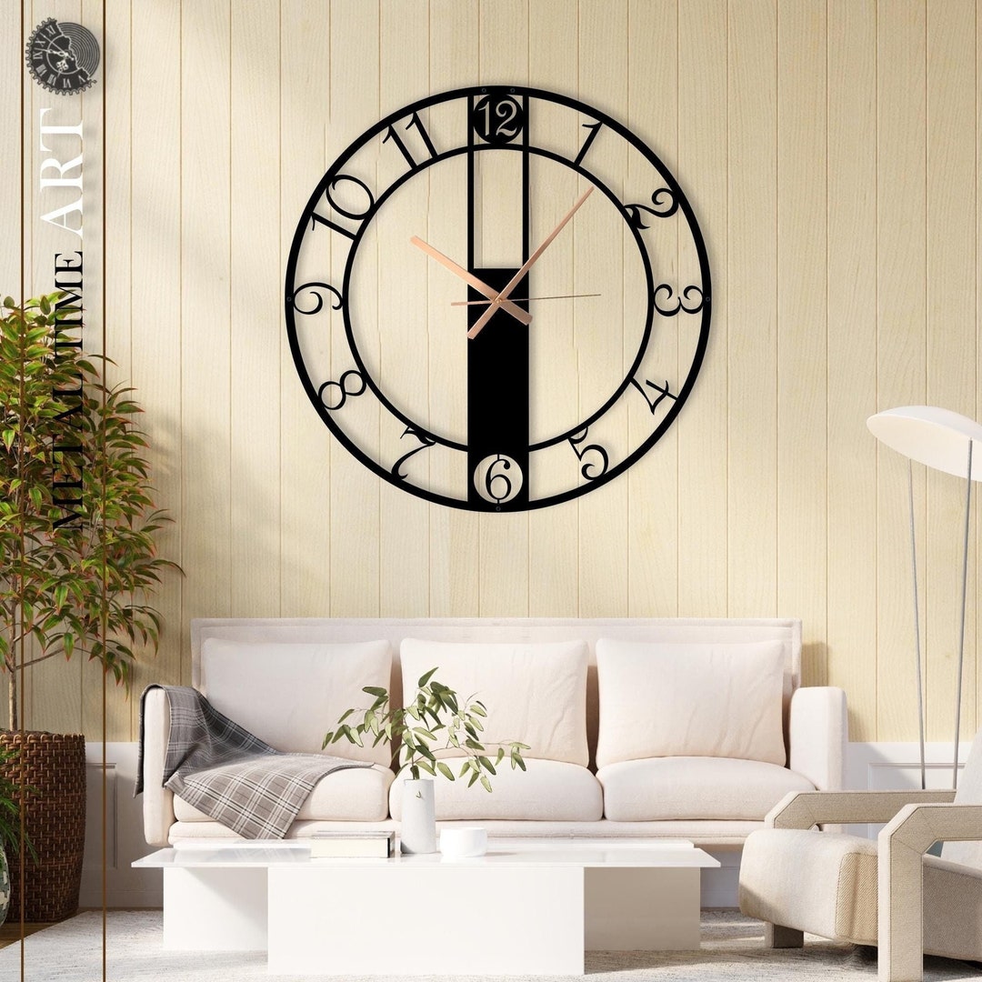 Large Metal Wall Clock With Latin Numerals, Wall Clock Unique, Silent ...