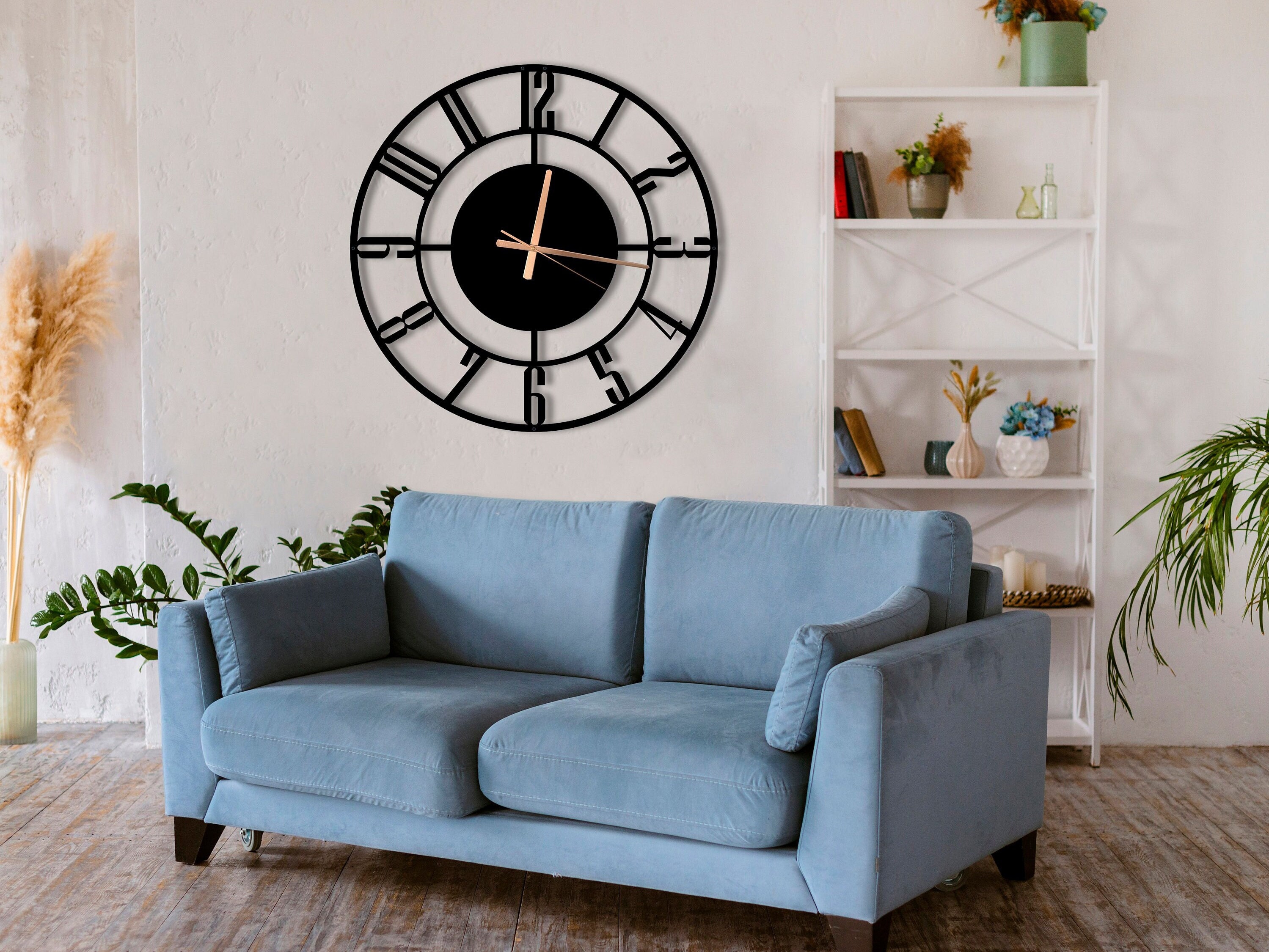 Modern Metal Wall Clock With Latin Numerals, Dining Room Wall Art,extra ...