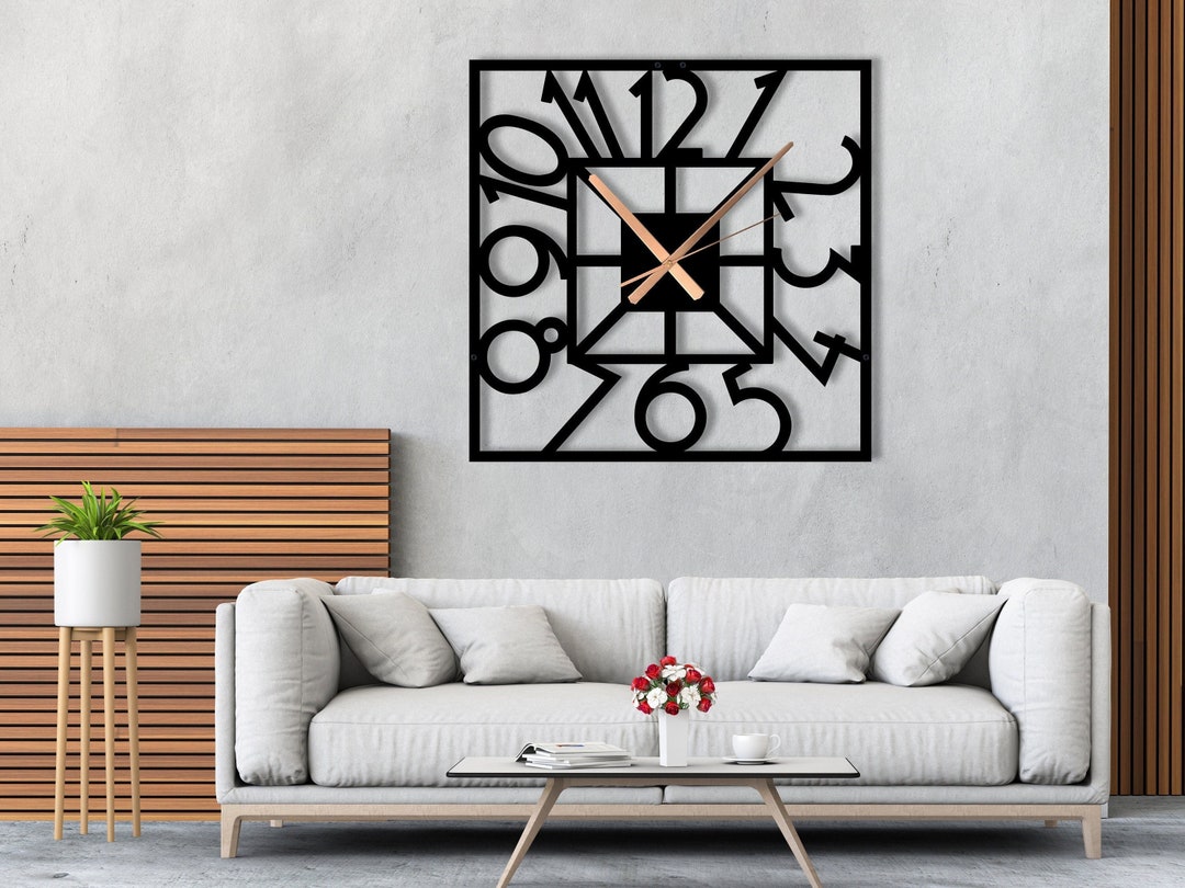 Square Design Latin Numeral Wall Clock, Extra Large Modern Wall Clock ...