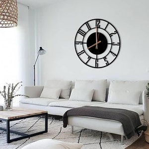 Modern Metal Wall Clock With Latin Numerals, Dining Room Wall Art,extra ...