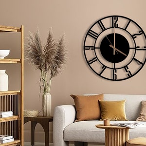 Modern Metal Wall Clock With Latin Numerals, Dining Room Wall Art,extra ...