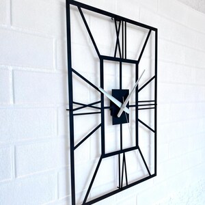 Rectangle Metal Wall Clock With Roman Numerals, Large Rectangular Wall ...
