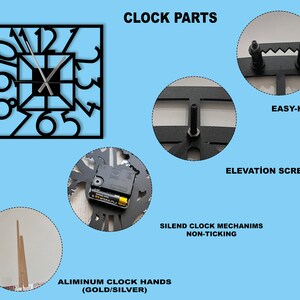 Square Design Latin Numeral Wall Clock, Extra Large Modern Wall Clock ...