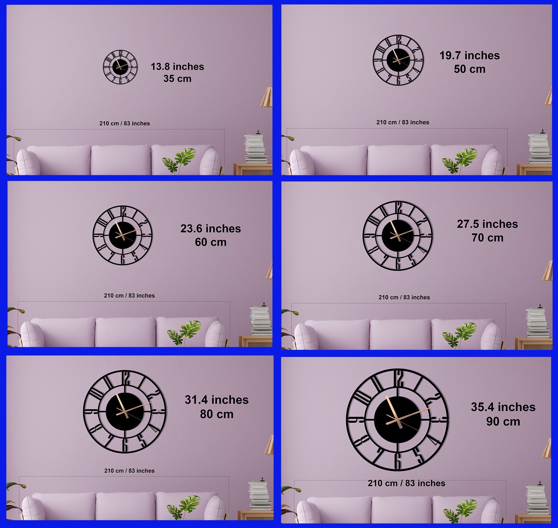 Modern Metal Wall Clock With Latin Numerals, Dining Room Wall Art,extra ...