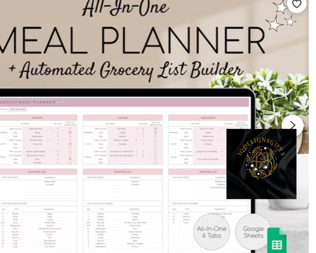 All in One Meal Planner for Checklists or Reminders Digital PDF ...