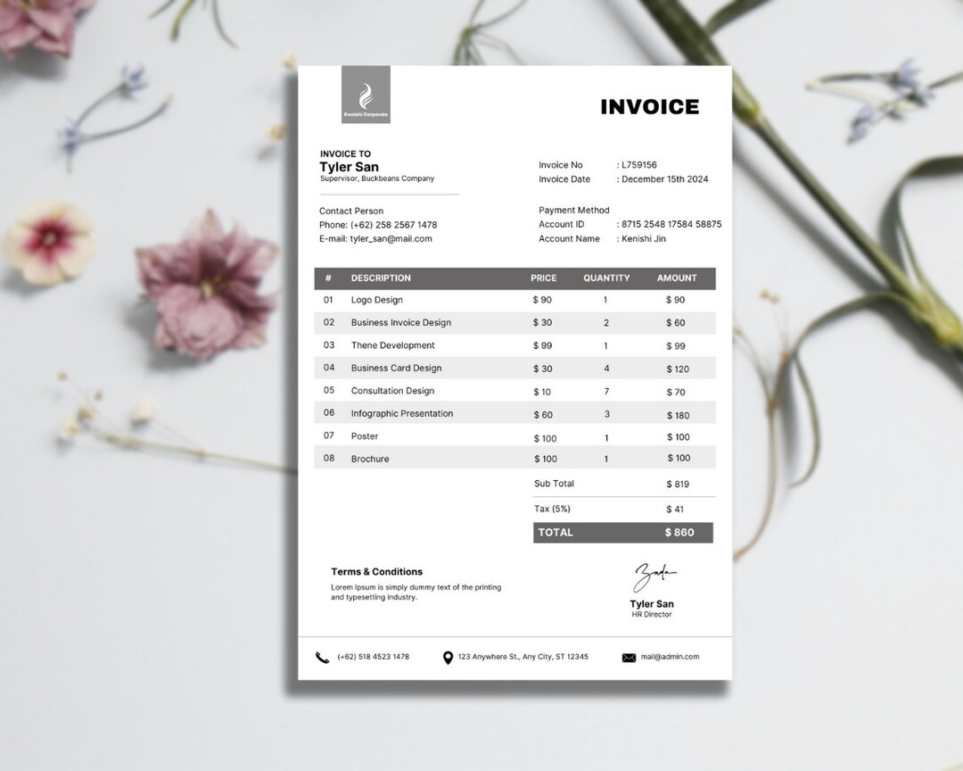 Invoice Template Minimalist Business Invoice, Small Business Template, Modern Boho Client ...