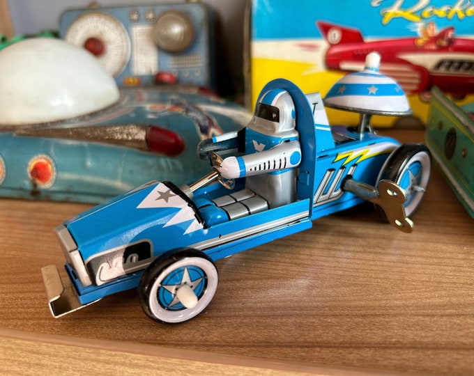 Space Race Car Vintage Tin Wind-up Toy Car Vintage Rocket Car ...