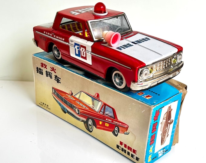 Tin Fire Chief Toy Car, Vintage Fire Chief Toy Car, 1970s MF 204 - Etsy