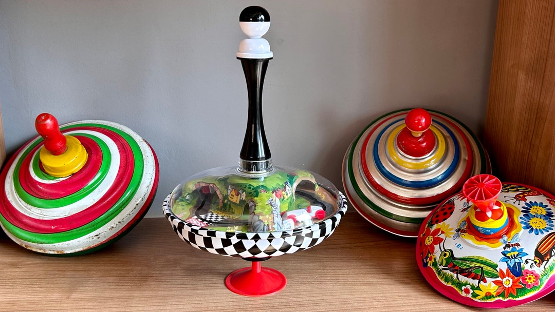 Vintage Spinning Top, Retro Spinning Top With Base, Road Race 26cm ...