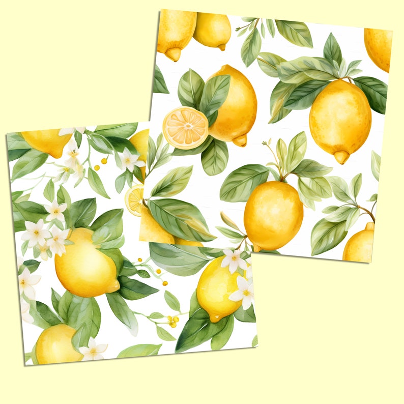 Seamles Watercolor Lemon Pattern, Lemon Digital Pattern, Lemon Digital ...