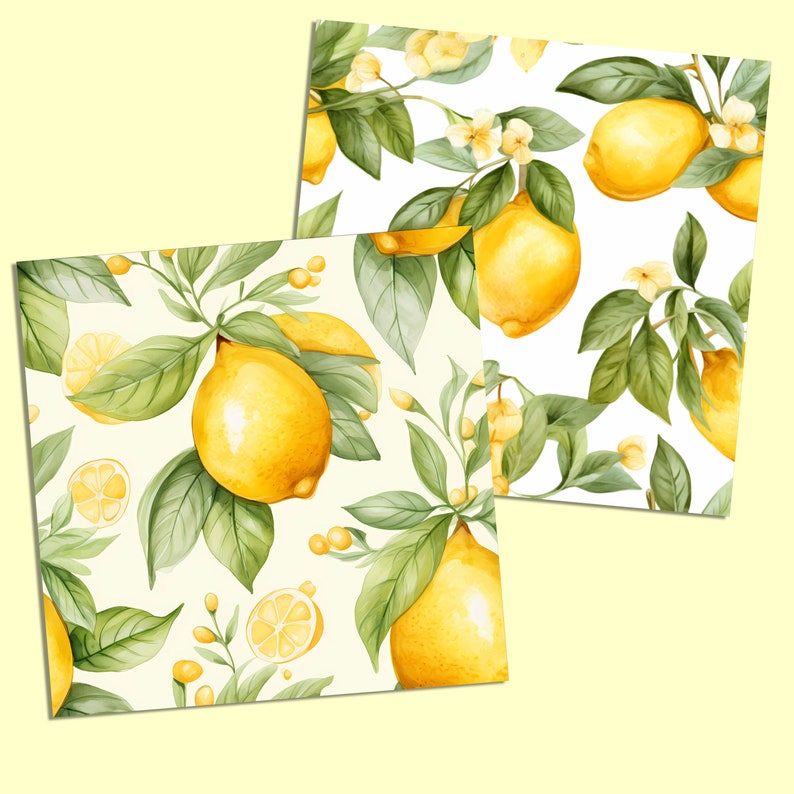 Seamles Watercolor Lemon Pattern, Lemon Digital Pattern, Lemon Digital ...