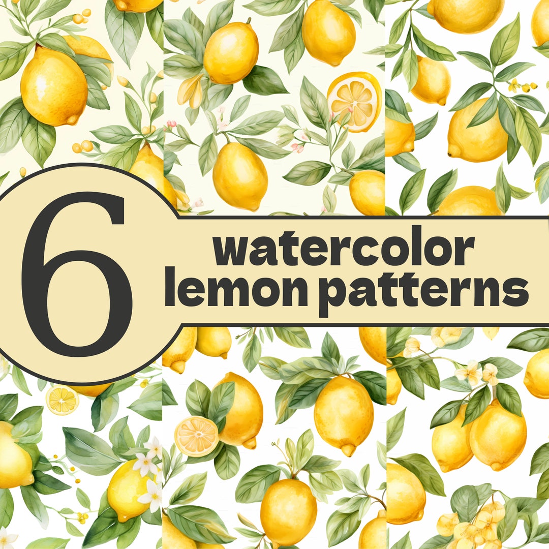 Seamles Watercolor Lemon Pattern, Lemon Digital Pattern, Lemon Digital ...