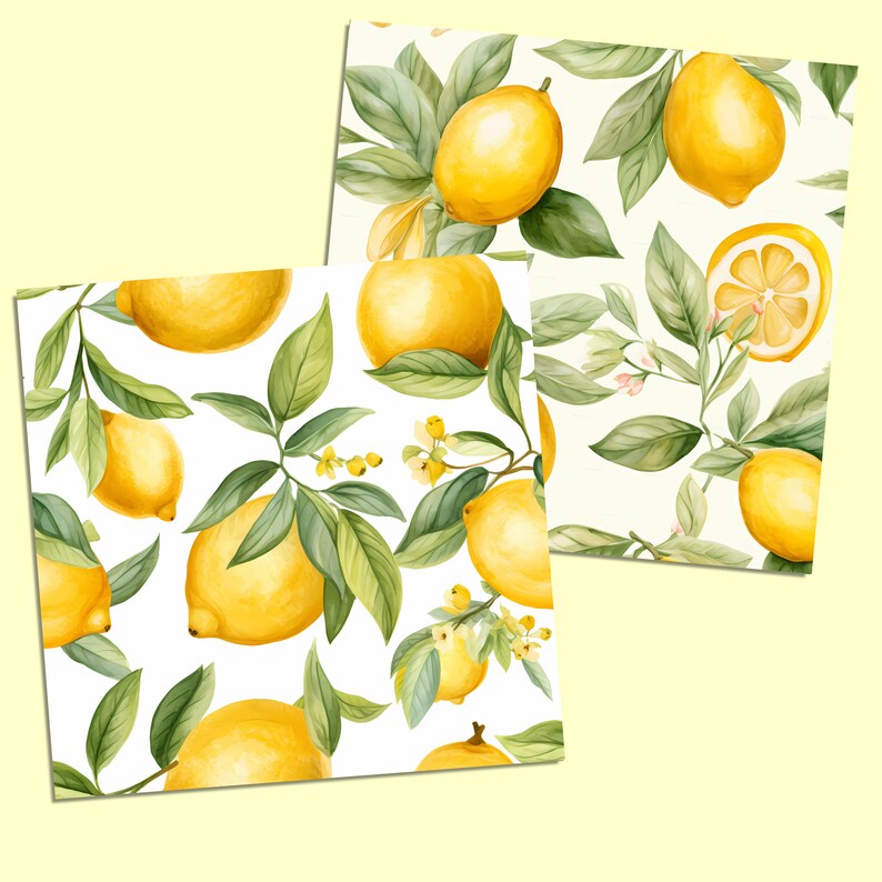 Seamles Watercolor Lemon Pattern, Lemon Digital Pattern, Lemon Digital ...