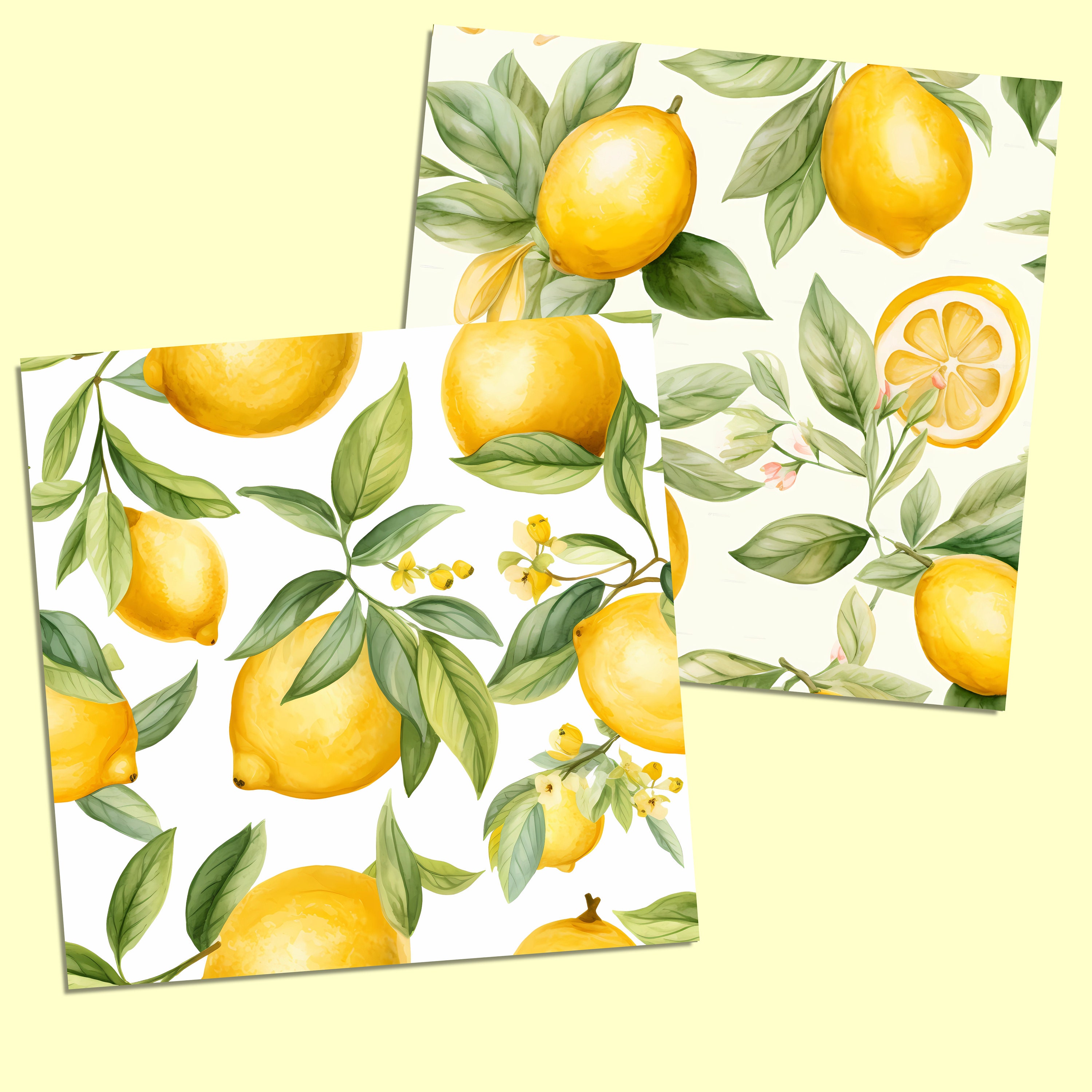 Seamles Watercolor Lemon Pattern, Lemon Digital Pattern, Lemon Digital ...
