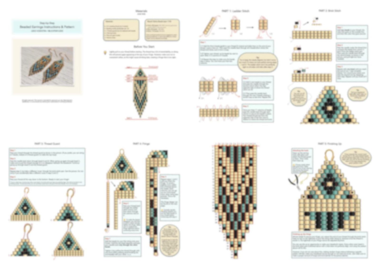 PDF Tutorial + Pattern for Beaded Fringe Earrings (ladder Stitch, Brick ...