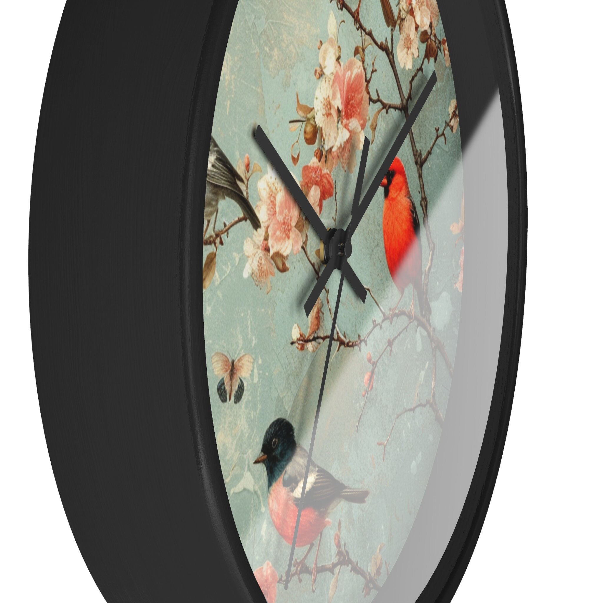 Birds Wall Clock, Living Room Wall Decor, Abstract Wall Clock, Mid ...
