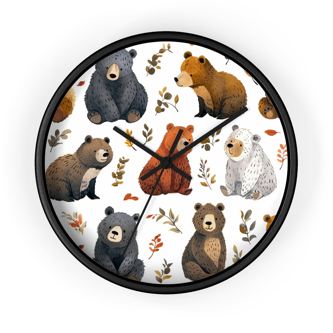 Bears Wall Clock, Kids Wall Clock, Nursery Wall Clock, , Nursery Wall ...