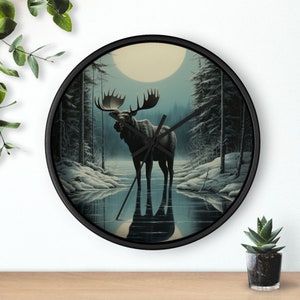 Moose Wall Clock, Living Room Wall Decor, Abstract Wall Clock, Mid ...