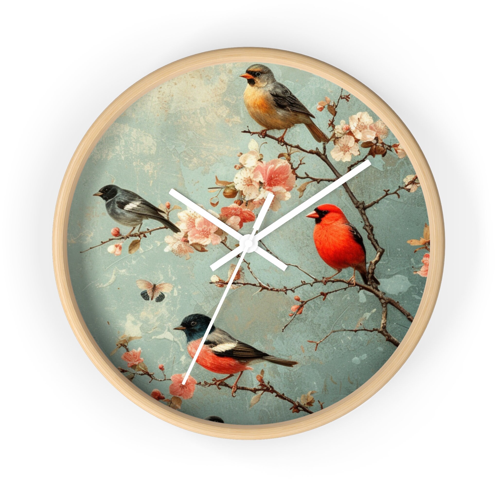 Birds Wall Clock, Living Room Wall Decor, Abstract Wall Clock, Mid ...