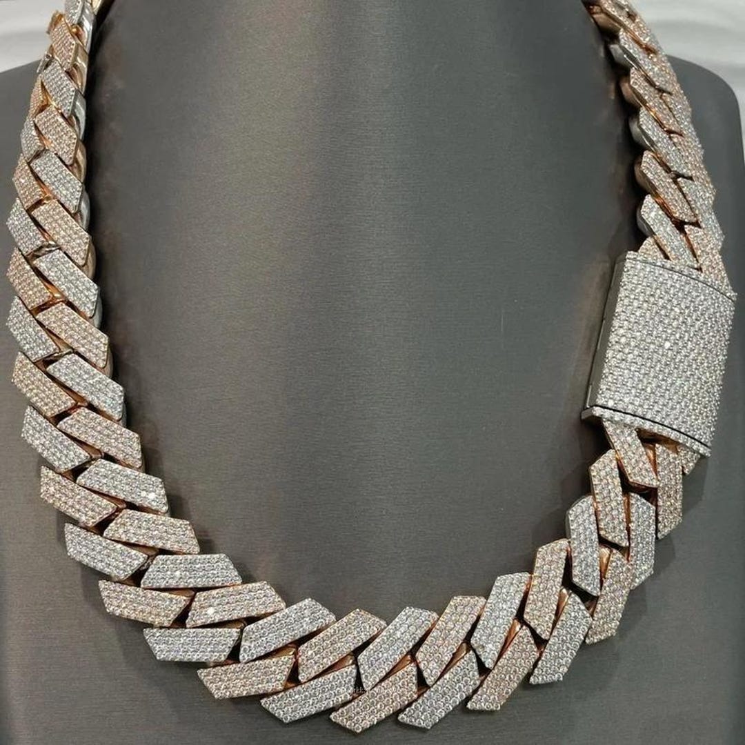 16 MM VVS Moissanite Diamond Cuban Link Chain, Hip Hop Chain Bust Down ...