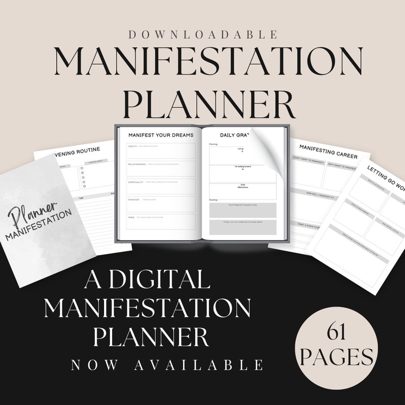 Manifestation Planner Printable | Law of Attraction Journal | A4 PDF ...