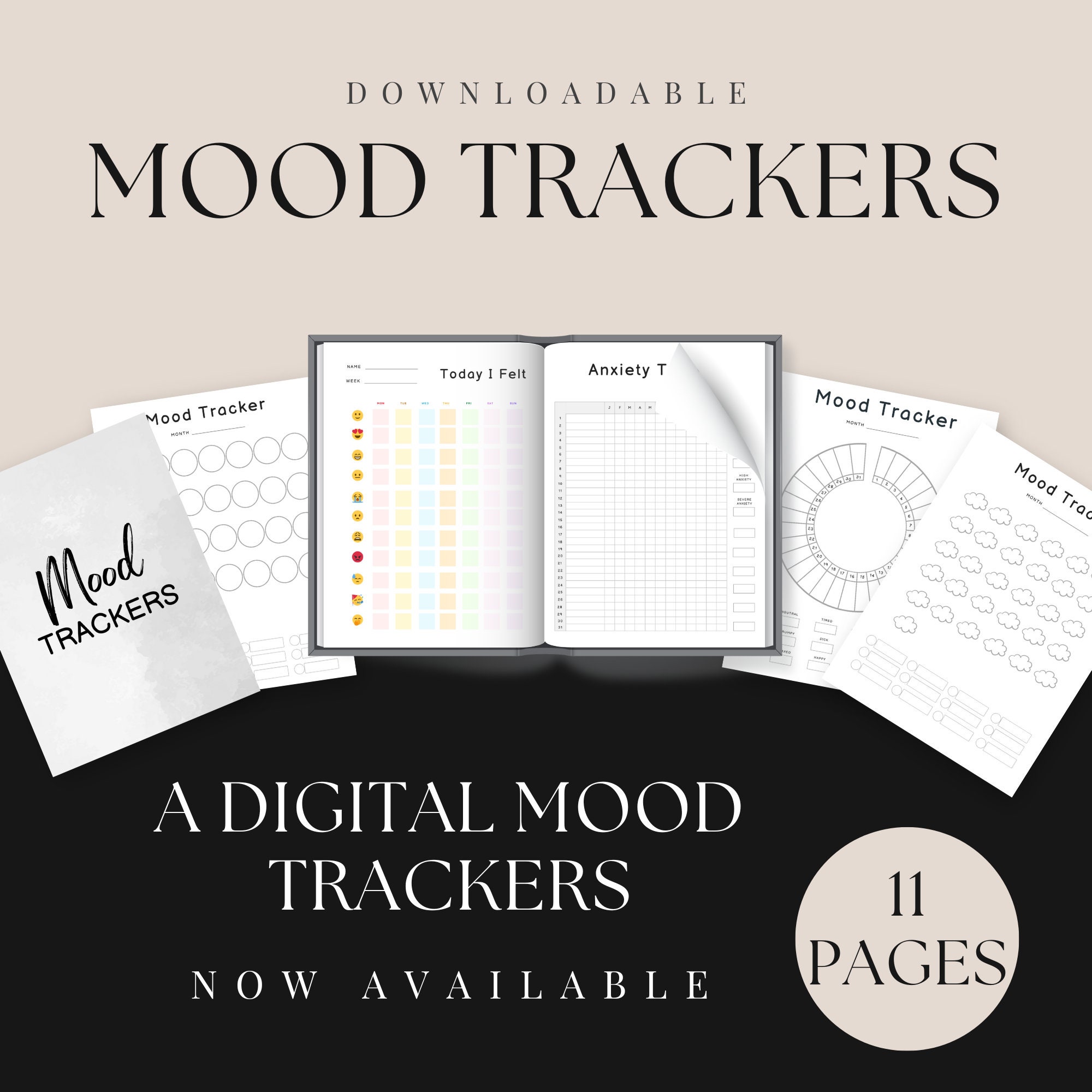 11-page Mood Tracker Printable Set | Daily Emotion Journal | A4 PDF ...