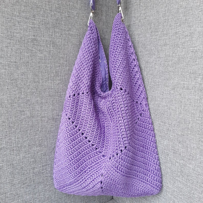 Women's Crocheted Large Tote Bag Lilac Color - Etsy