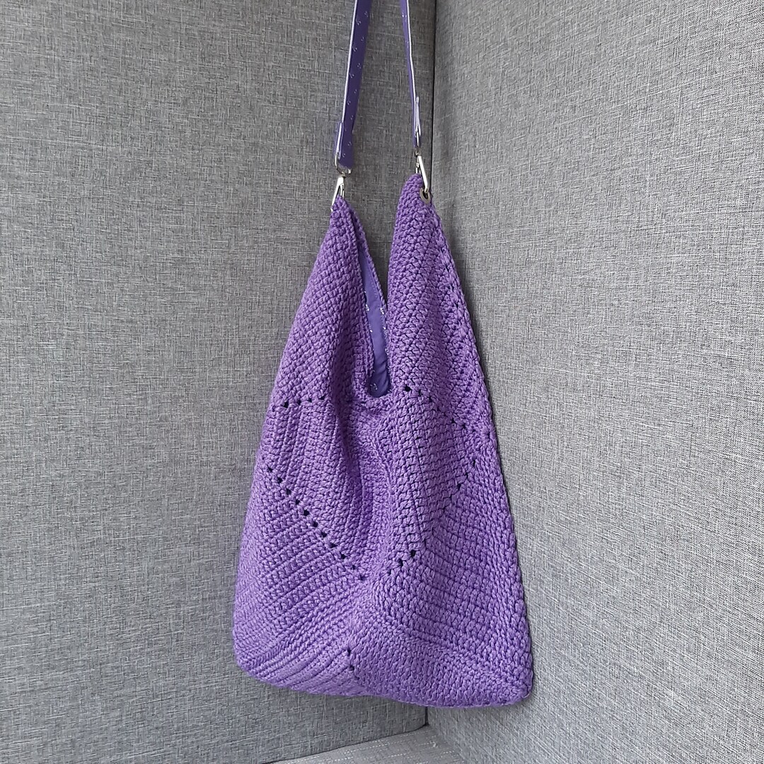 Women's Crocheted Large Tote Bag Lilac Color - Etsy