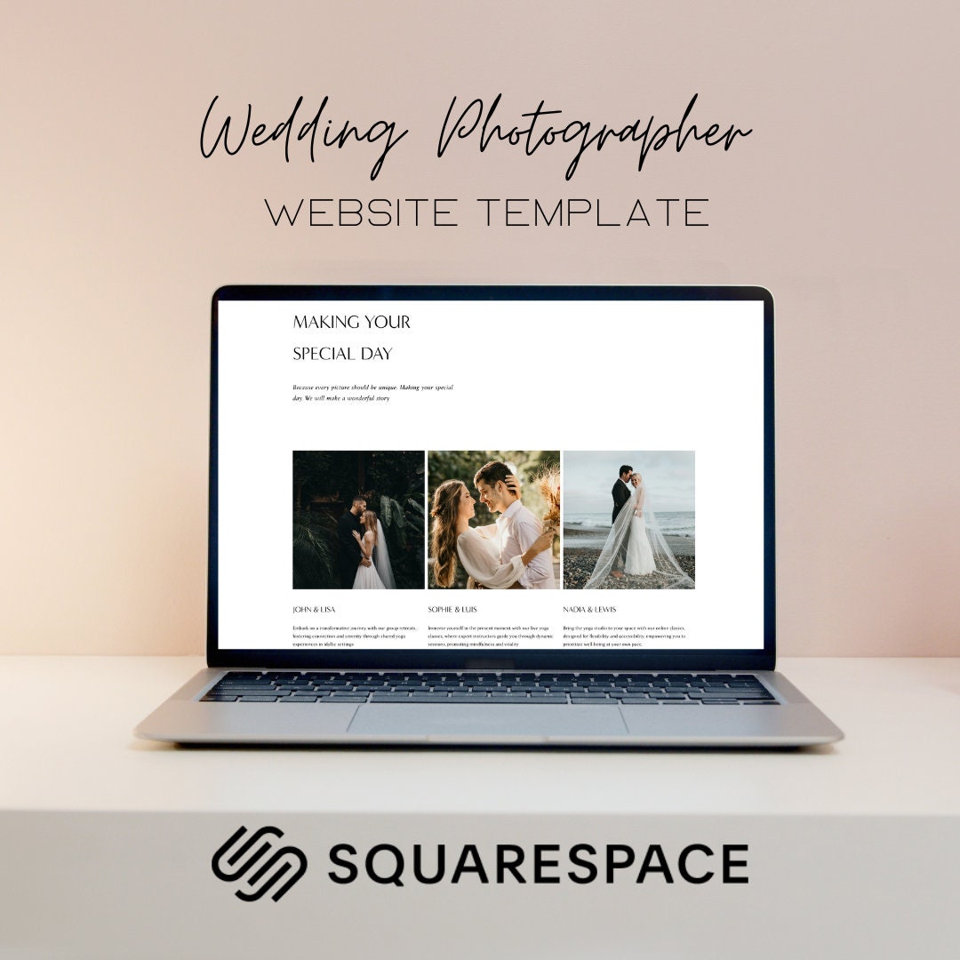 Wedding Photographer Website Template Squarespace 7.1 - Etsy