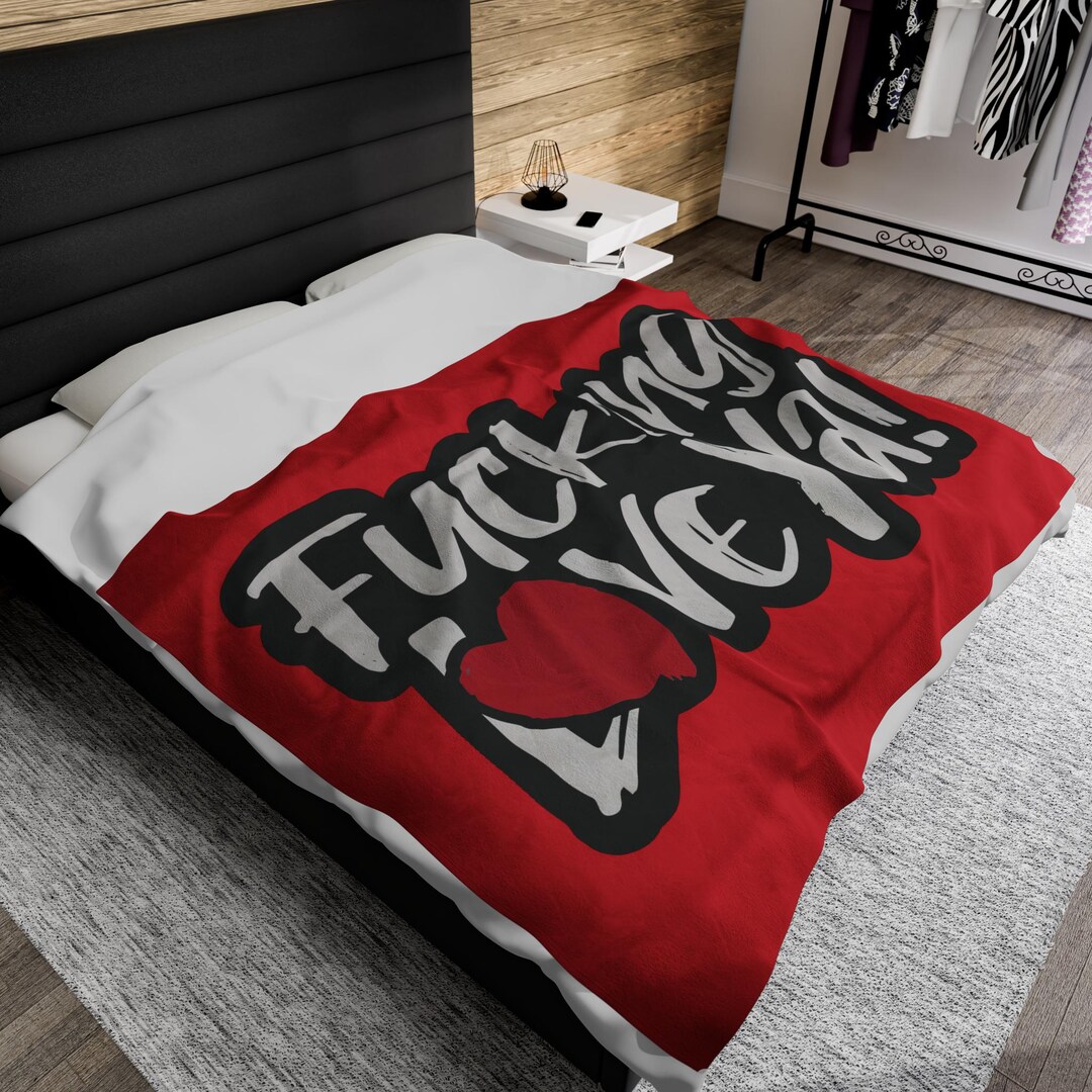 Velveteen Plush Blanket, Colorful Fucking Love Ya Words Print, Cozy Throw for Bedroom Decor ...