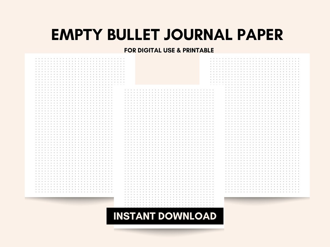 Blank Bullet Journal, Empty Dotted Paper, Writing, Stationary ...