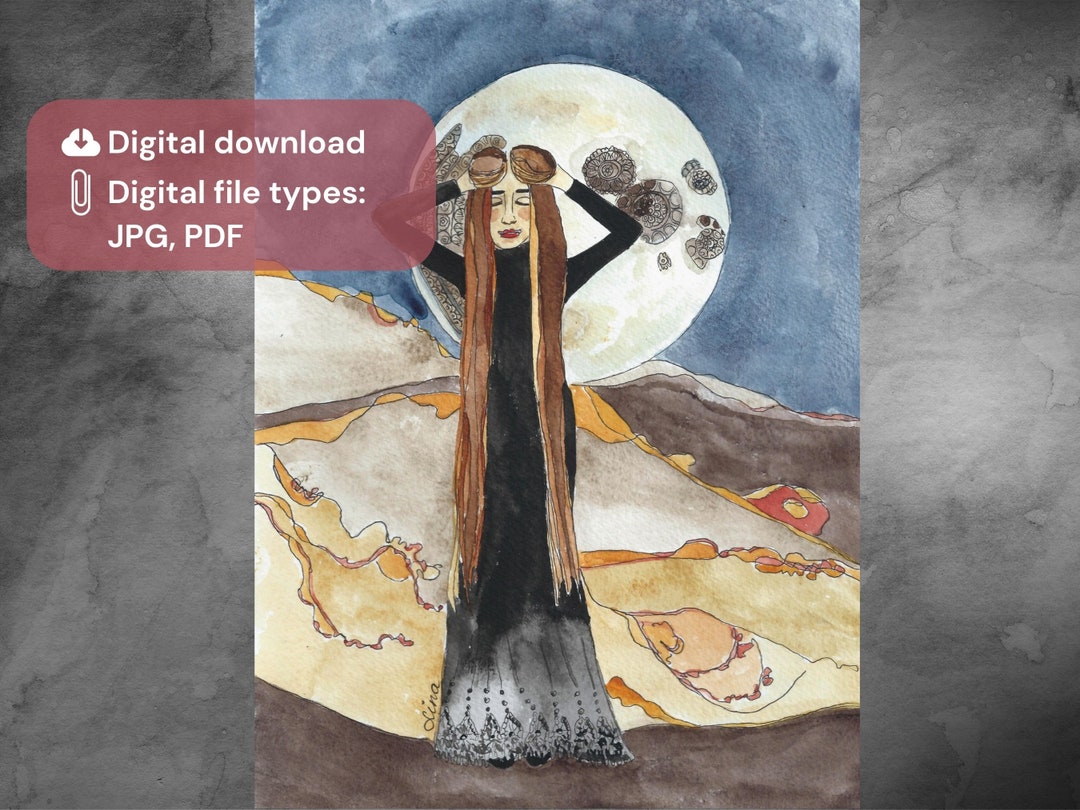 Watercolor Illustration "full Moon Mood" - Etsy